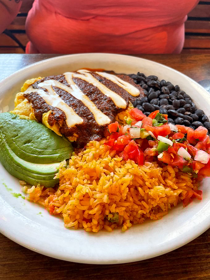 This isn't just breakfast—it's a color wheel of California flavors where every bite tells a story of avocado dreams and salsa sunshine.