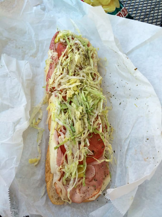 The Italian hoagie arrives like edible architecture – layers of meat, cheese, and veggies creating a masterpiece of flavor and texture.