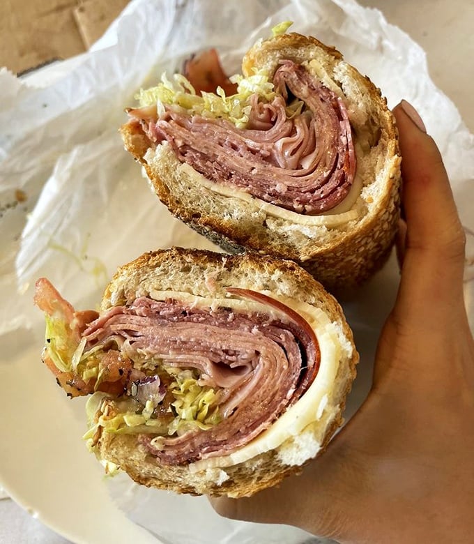 The Italian hoagie at Angelo's isn't just a sandwich—it's an architectural marvel of perfectly layered meats, cheese, and veggies on that legendary bread.