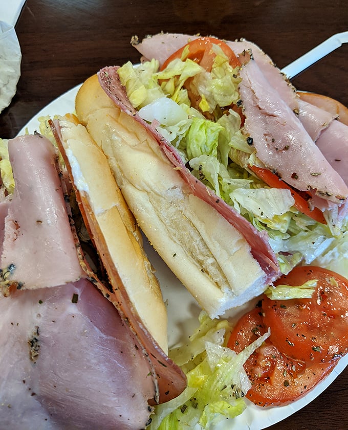 The Italian sub—where every ingredient knows its role in the grand symphony of flavor, conducted between two perfect pieces of bread.