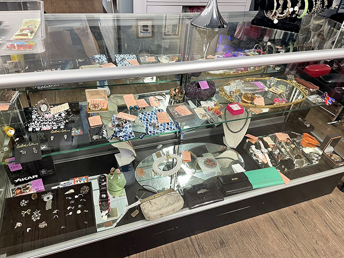 The jewelry case gleams with forgotten treasures – from costume pieces to potential heirlooms, all priced like it's still 1995.