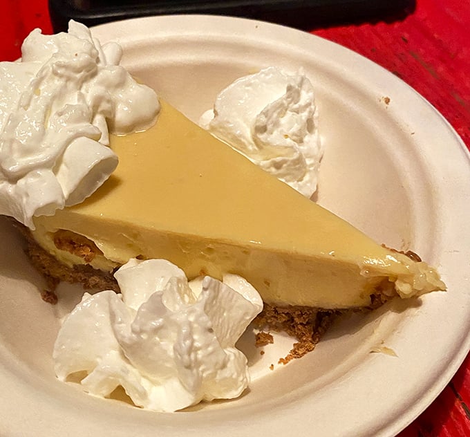 Key lime pie that strikes the perfect balance between tart and sweet – a slice of Florida sunshine that makes you contemplate ordering a second piece before finishing the first.