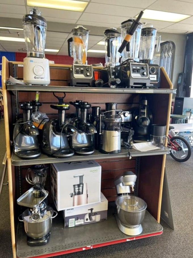 The small appliance section could stock a cooking show—blenders, mixers, and juicers galore, all priced less than what you'd spend on a fancy coffee.