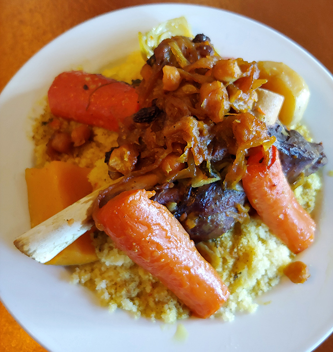 This lamb couscous isn't just dinner—it's edible architecture with tender meat, vibrant carrots, and fluffy grains forming a delicious foundation for flavor exploration.