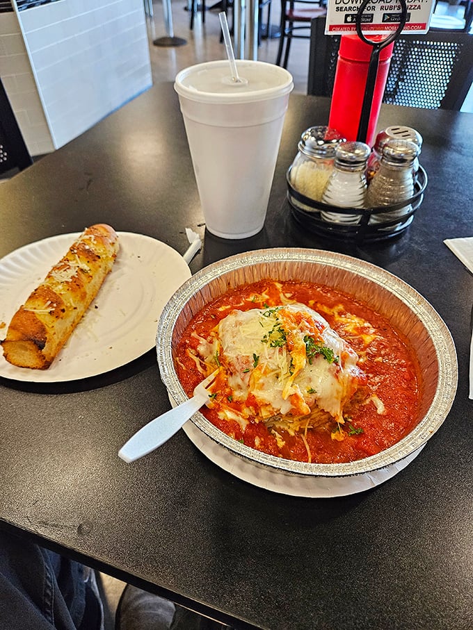 Lasagna that doesn't know the meaning of restraint—layers of pasta, cheese, and sauce in a relationship so perfect it should write a self-help book.