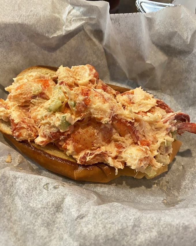 That lobster roll is piled higher than your expectations – and trust me, it exceeds them all.