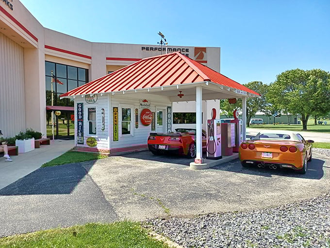 This vintage gas station turned museum is where automotive nostalgia meets Corvette heaven—like Disneyland for gearheads with better parking and no lines.
