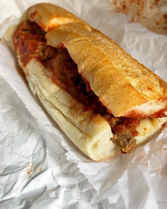 The humble meatball sandwich: proof that sometimes the simplest pleasures in life are also the most satisfying.