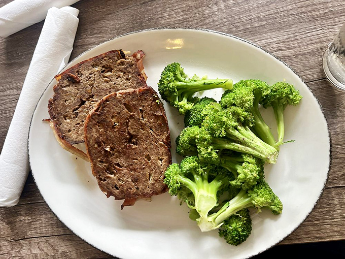 Meatloaf that would make your grandmother both jealous and proud. Simple, honest food elevated to an art form with a side of vibrant broccoli.