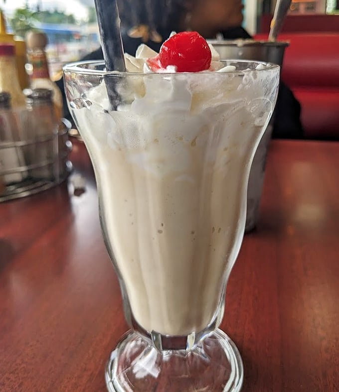 Not just a milkshake, but a creamy work of art topped with a cherry that deserves its own Instagram account.