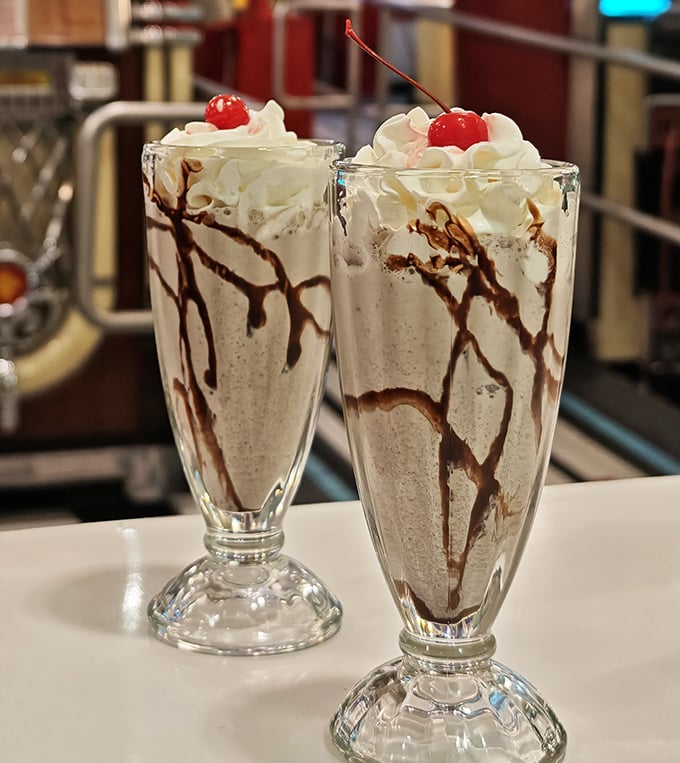 Milkshakes so photogenic they deserve their own Instagram account. The chocolate drizzle isn't just decoration—it's a road map to happiness.