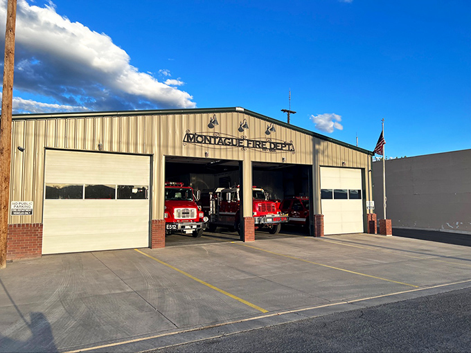 Montague's fire station houses more than emergency vehicles—it's where community heroes gather, ready to respond faster than you can say "cat in tree."
