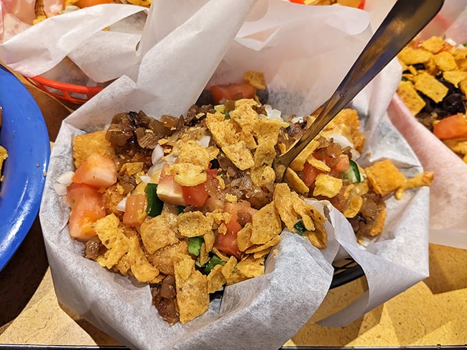 Nachos that break all the rules: crispy, loaded with toppings, and somehow managing to stay crunchy until the last bite. 
