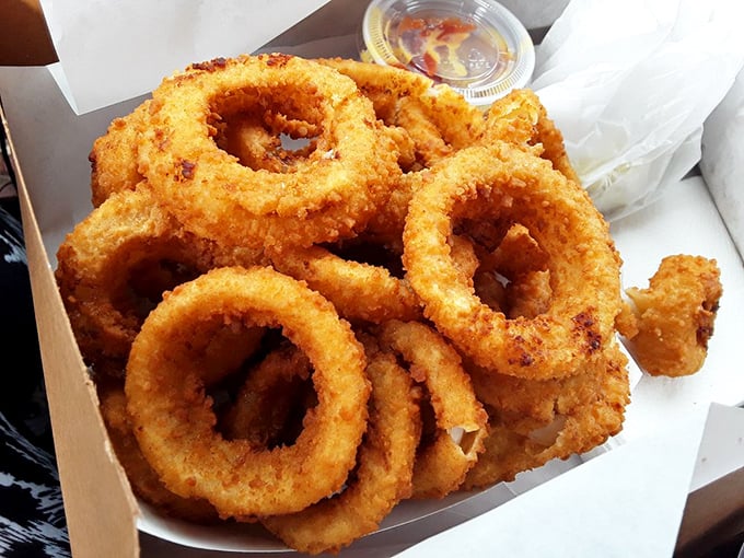 Golden, crispy, and perfectly seasoned—these onion rings aren't just a side dish, they're the supporting actors that deserve their own Oscar.