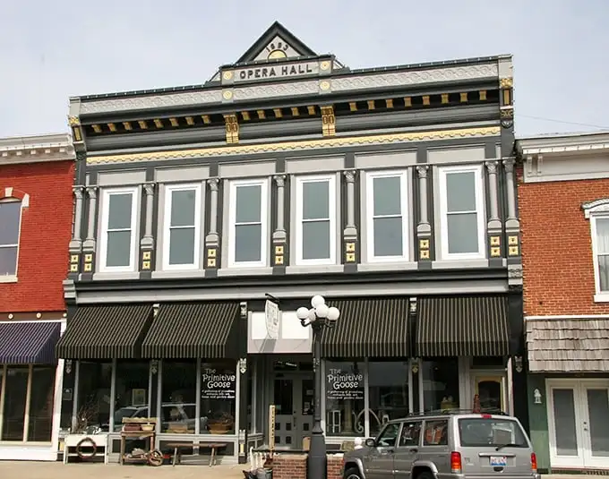 The Opera Hall's elegant façade hints at Arcola's cultural aspirations – proof that appreciation for the arts thrives even in the smallest communities.