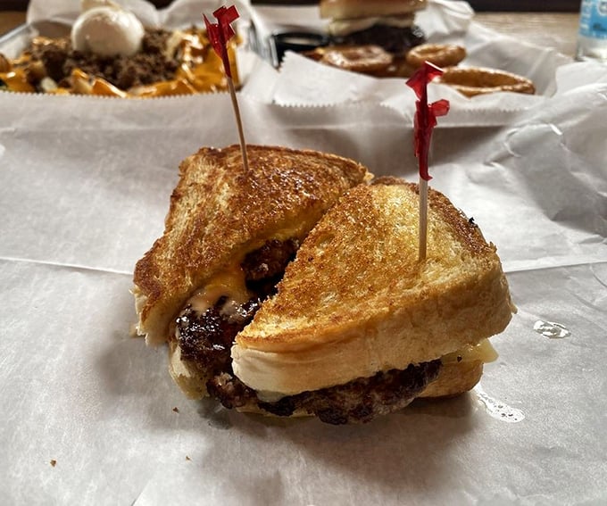 The Royale Melt on Texas toast is what would happen if a grilled cheese and a burger had a beautiful baby that went to finishing school.