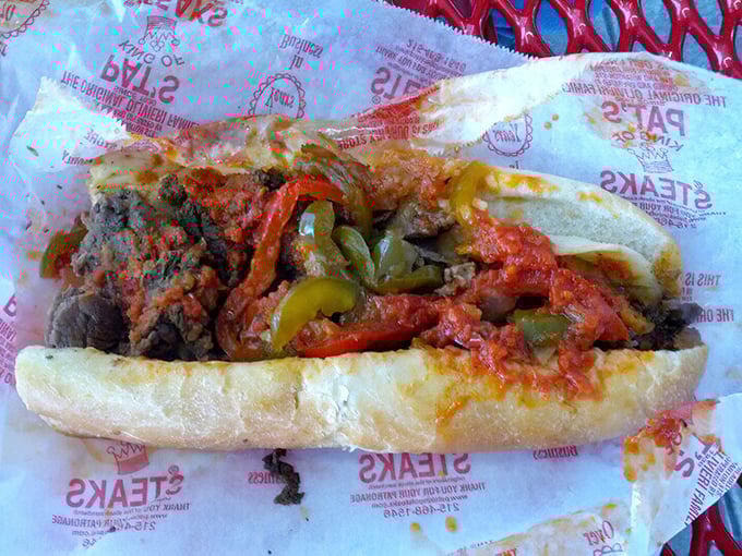 The pizza steak: where South Philly meets Little Italy in one handheld flavor explosion. Those peppers aren't just garnish—they're game changers.