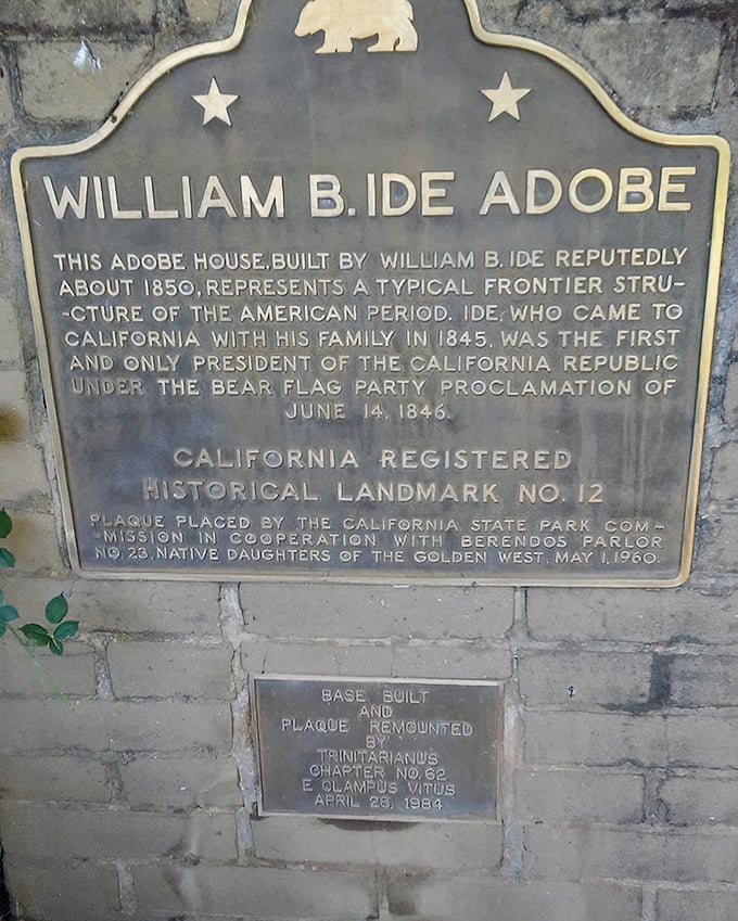 This isn't just any historical marker—it's California's origin story cast in bronze, complete with the bear that inspired our state flag.