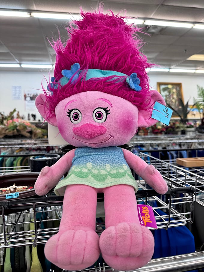 This vibrant Trolls character plush toy still sports its original tags—proof that "pre-loved" sometimes means "never actually played with."