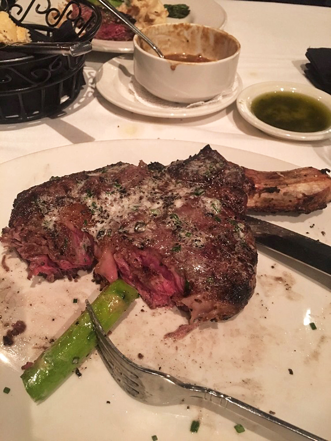 This isn’t just prime rib; it’s a life-affirming experience with a bone handle—the kind of dish that could make even vegetarians question their life choices.