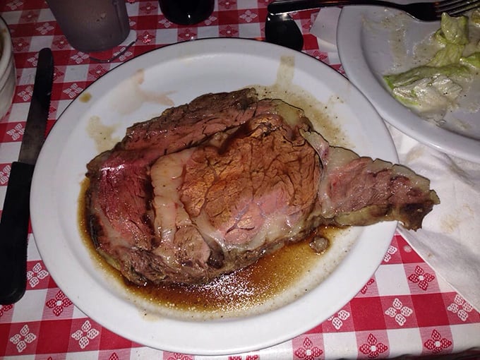 Prime rib that would make a vegetarian question their life choices – perfectly cooked, gloriously juicy, and worth every mile of the journey.