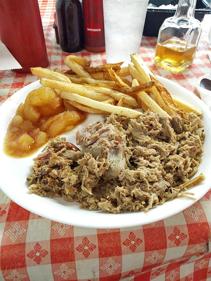 Eastern Carolina pulled pork in all its glory—chopped fine, kissed with vinegar sauce, and ready to transport you to barbecue nirvana.