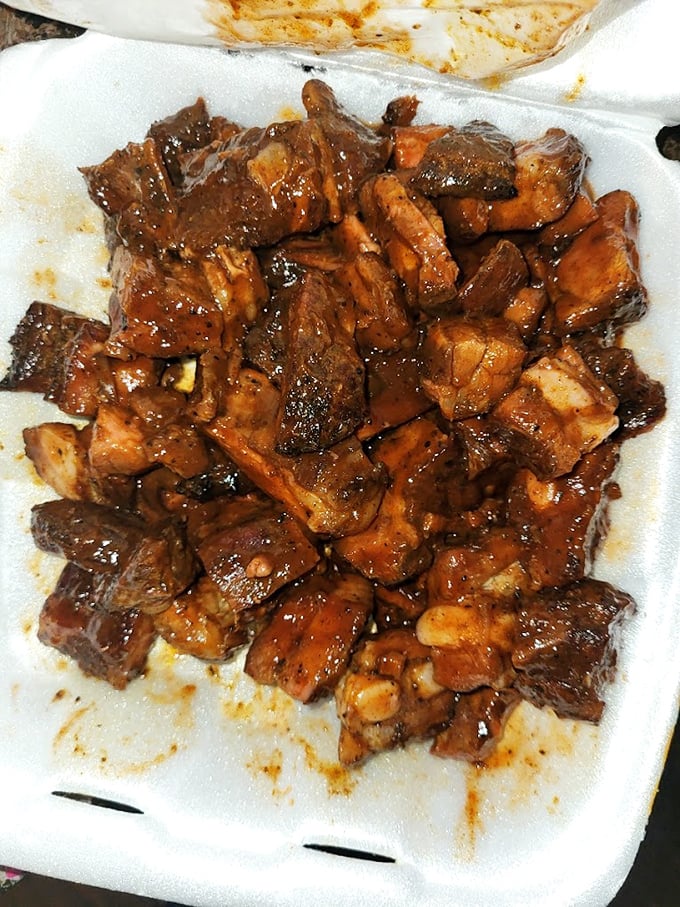 Rib tips glistening with that mahogany sauce—each bite-sized morsel packing more flavor than should be legally possible in Detroit.