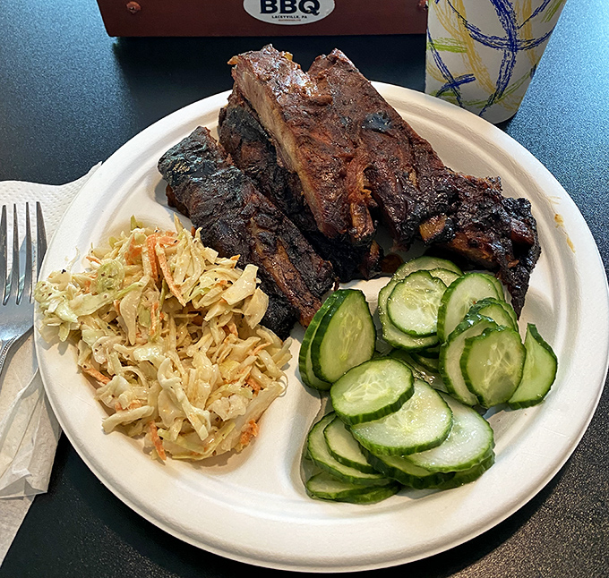These ribs have the perfect bark-to-meat ratio – like the barbecue equivalent of finding the perfect beach-to-ocean balance on vacation.