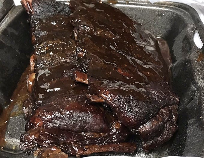 These ribs have clearly been introduced to heat and smoke under just the right circumstances. A relationship that benefits us all.