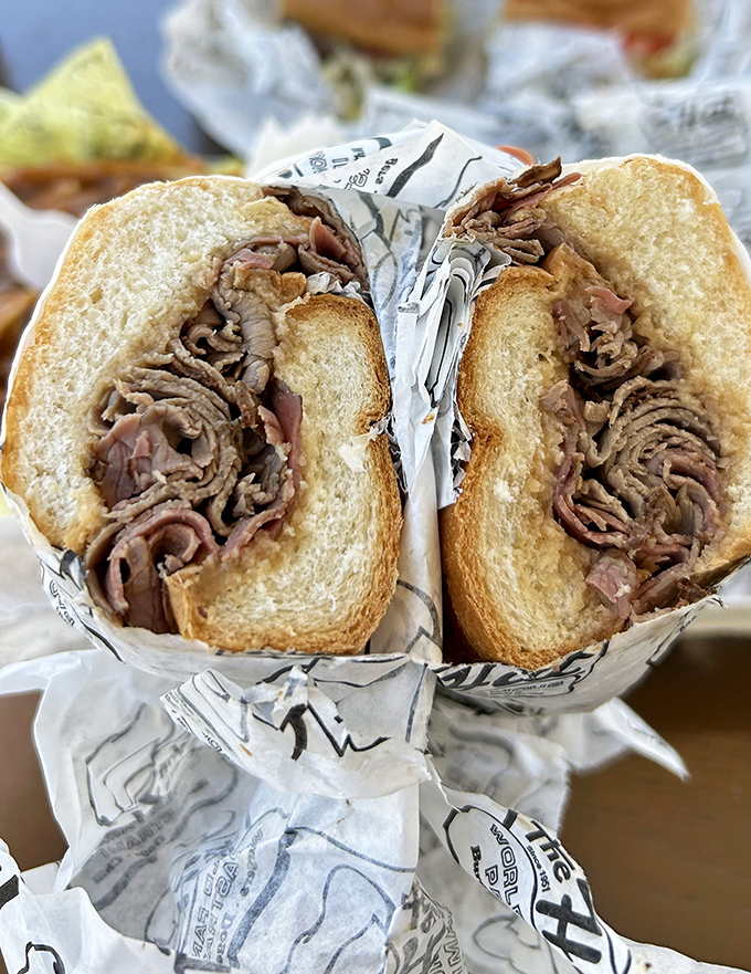 The roast beef sandwich doesn't just sit there looking pretty—it demands to be devoured, with each slice promising a tender, flavorful journey.