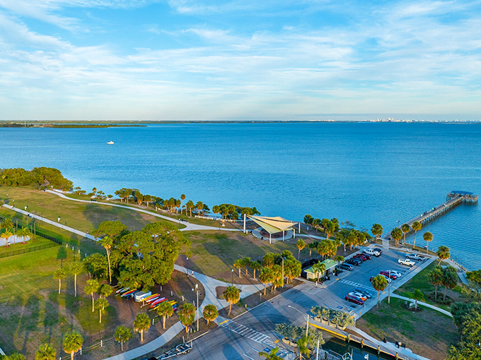 The waterfront park offers that quintessential Florida vista – where sky meets water in an endless blue embrace that somehow makes your problems seem smaller.