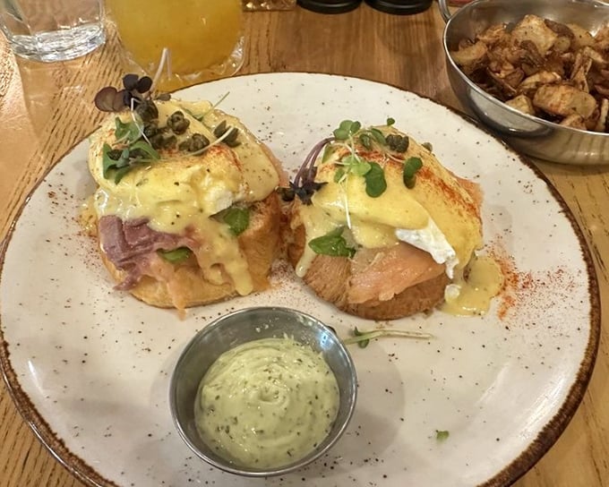 These eggs Benedict look like they're auditioning for a food magazine cover—and that hollandaise is definitely getting a callback.