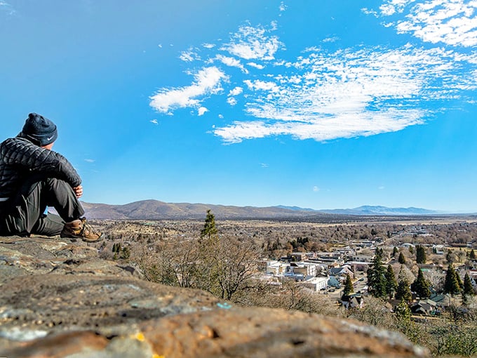 Perched on this rocky overlook, Susanville unfolds below like a diorama of small-town America, complete with church steeples and streets laid out in perfect proportion.
