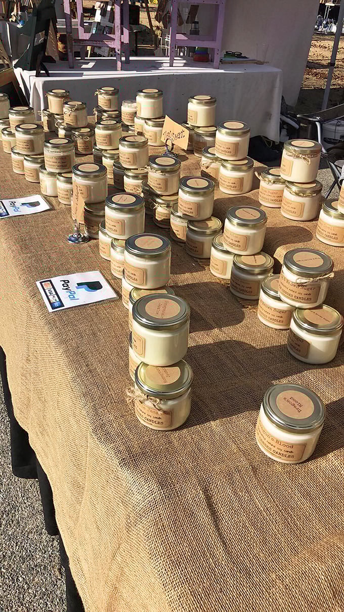 Homemade candles lined up like soldiers, ready to transform your home into whatever scented paradise you've been dreaming about.