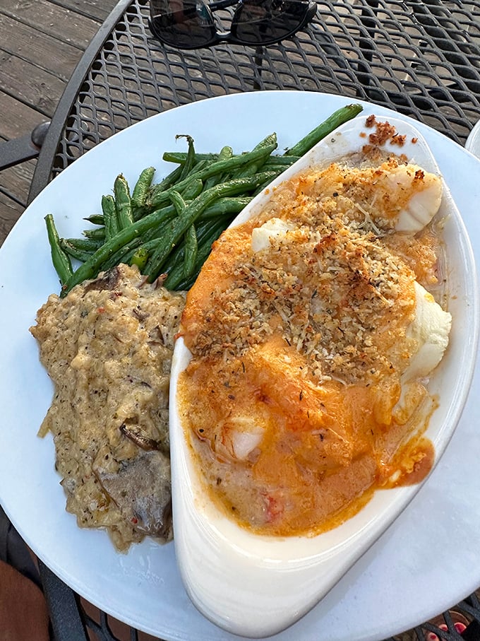 Not all heroes wear capes – some come in ceramic dishes with golden breadcrumb tops and sides of perfectly cooked green beans.