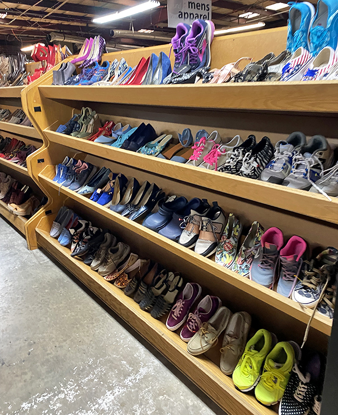 The shoe section rivals Imelda Marcos' closet, with barely-worn footwear lined up like hopeful contestants at a talent show.