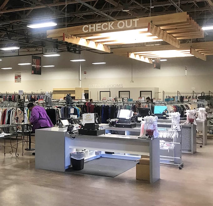 The checkout area—where the thrill of the hunt culminates in that satisfying moment when you realize how much you saved.