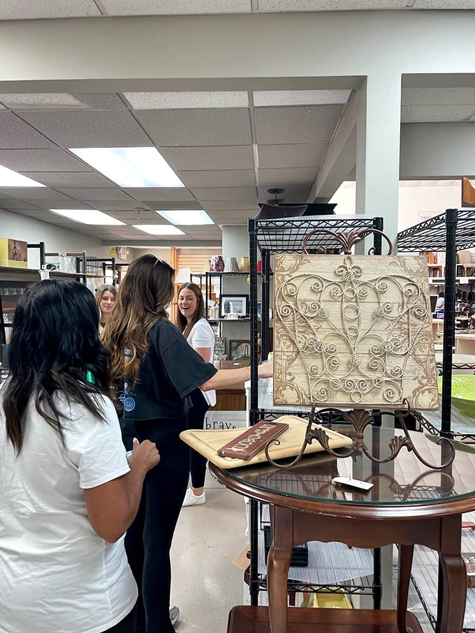 The universal language of thrifting brings shoppers together in shared excitement—that moment when someone spots the perfect find is priceless.