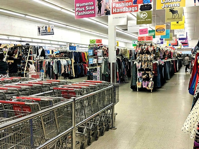 Department store organization meets yard sale prices—where else can you find Michael Kors hanging next to handmade sweaters?