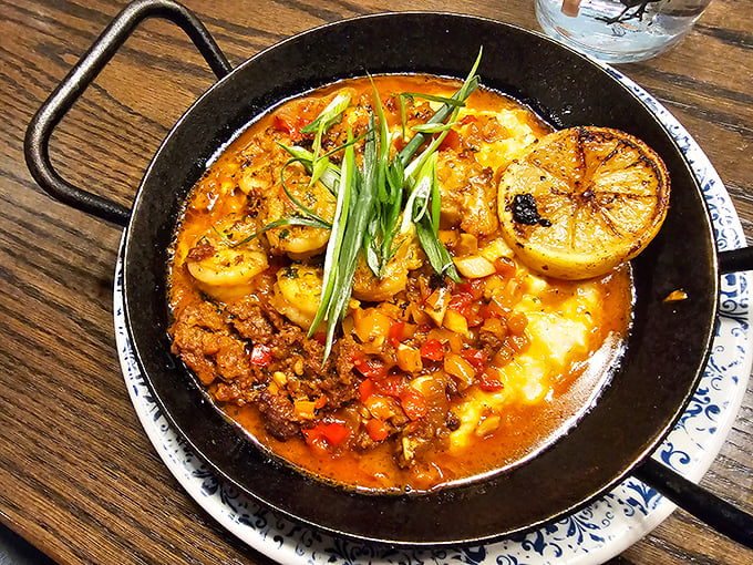 Shrimp and grits elevated to an art form, with a charred lemon that's not just hanging around for its good looks.
