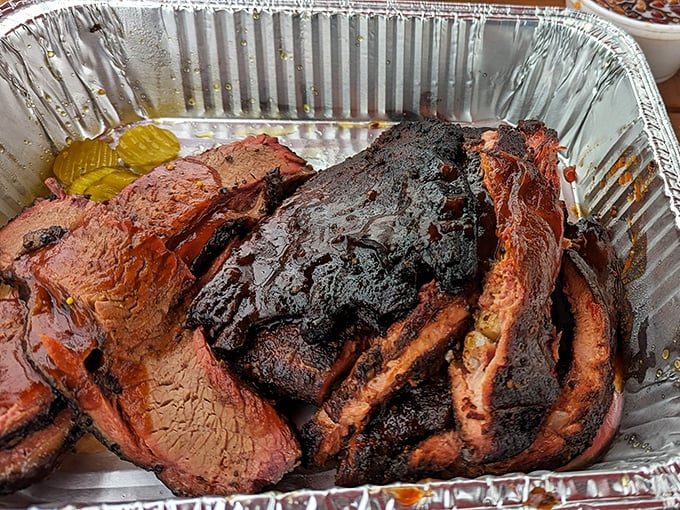 These slices of brisket have the kind of bark that doesn't just talk the talk – it smokes the smoke. Meat candy at its finest.
