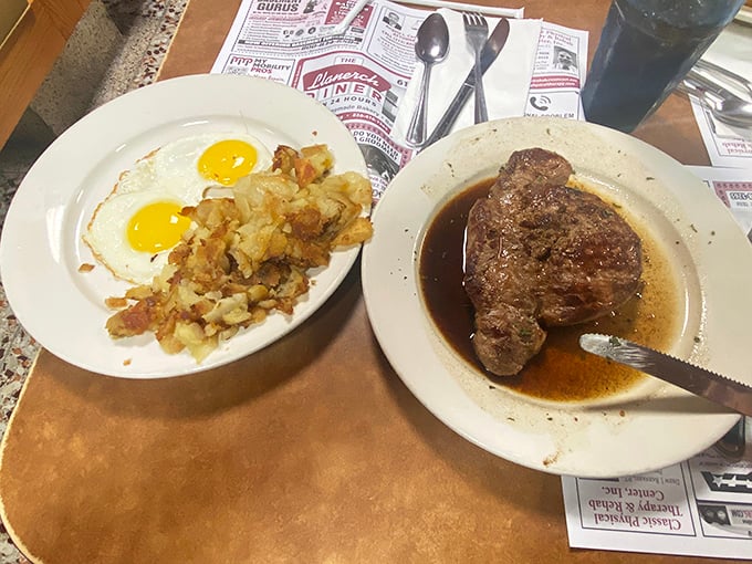 Steak and eggs – the breakfast of champions or the dinner of night owls. Either way, it's diner perfection on a plate.