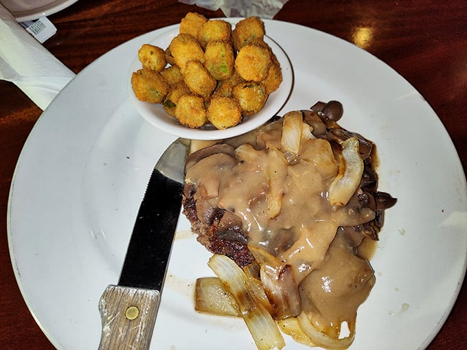 This mushroom-smothered steak with golden tater tots on the side is what happens when childhood favorites grow up and get sophisticated.