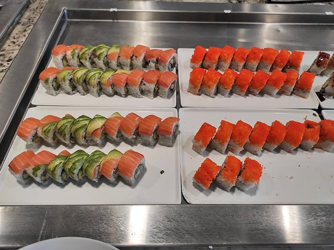 Sushi that proves Wisconsin knows its way around raw fish. These salmon and cucumber rolls aren't just good "for a buffet"—they're just good.