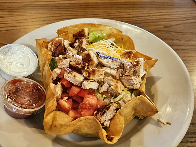 When your taco salad arrives looking like a fiesta threw a party on your plate.