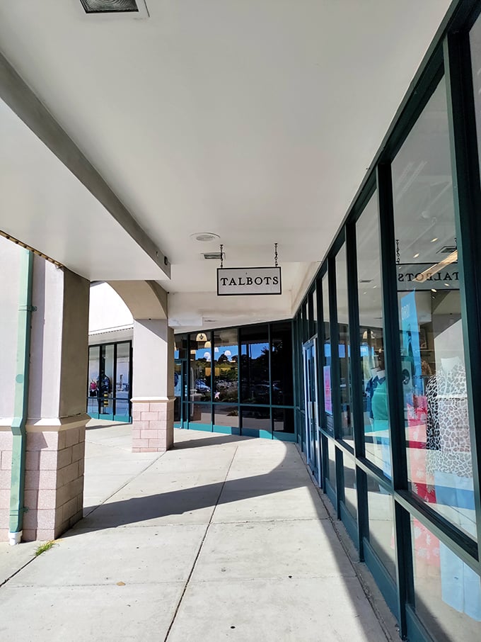 The covered walkways at Jackson Premium Outlets offer blessed shade during summer shopping marathons and shelter during unexpected Jersey downpours.