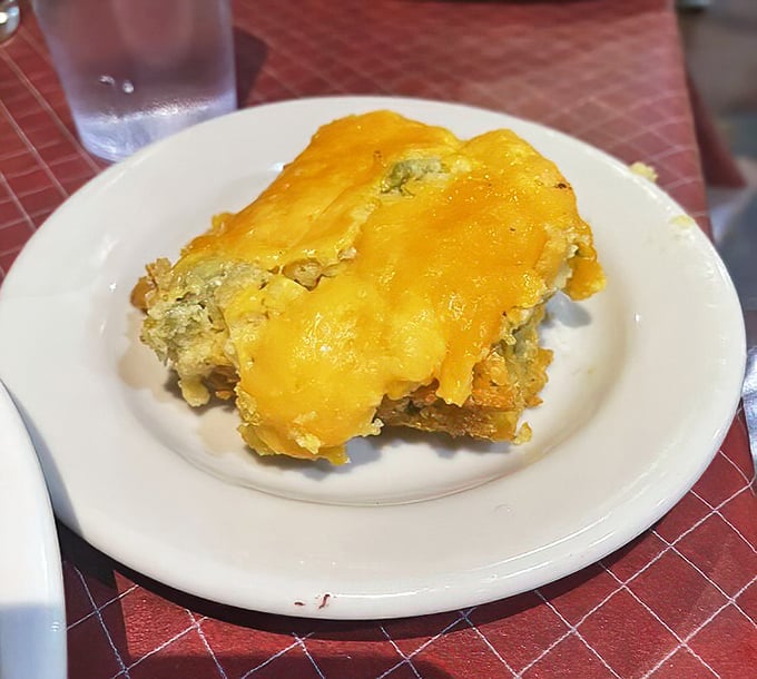 The tamale pie glows with cheesy goodness—a Southwestern comfort food that makes mashed potatoes jealous. Grandma's recipe books could never.
