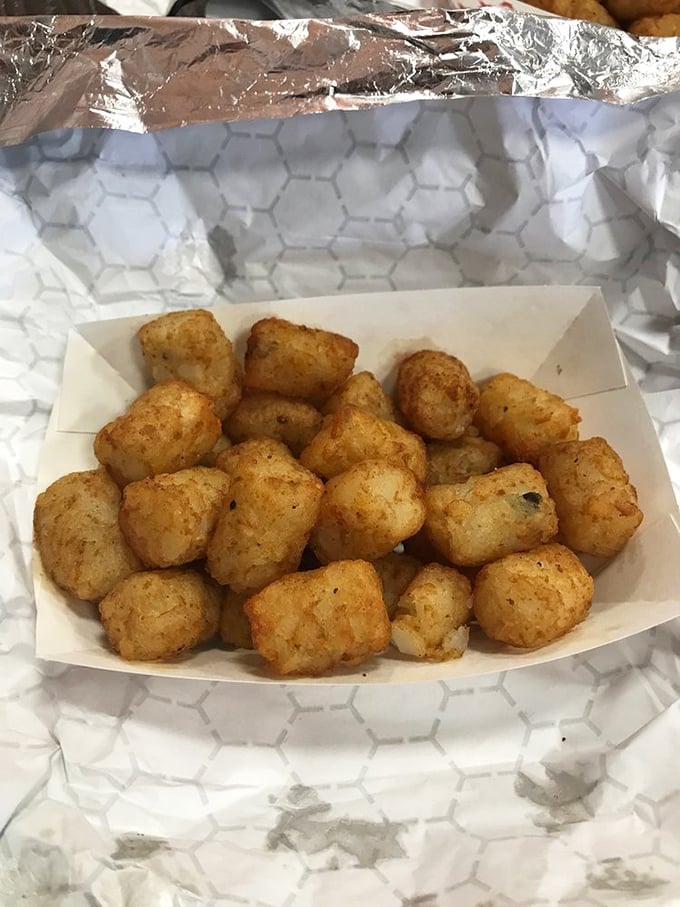 Golden-brown tater tots that crunch like autumn leaves—the perfect sidekick to any hot dog adventure.
