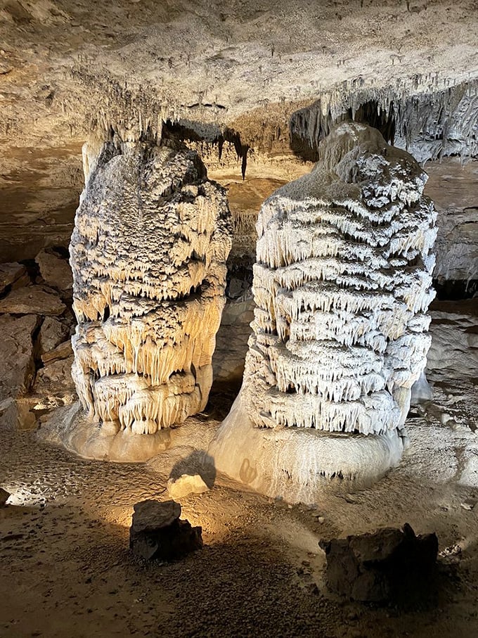 The Twin Columns stand like nature's own pillars of creation. Imagine the patience required—making these is like waiting for paint to dry, if paint took millennia.