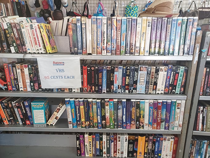 VHS tapes at 95 cents each—a time capsule of entertainment history where "Be Kind, Rewind" wasn't just a suggestion but a social contract.